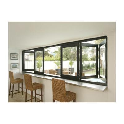 China Top Design KDSBuilding AS2047 Commercieel geluidsdicht geïsoleerd drievoudig glas aluminium vouwvenster Te koop