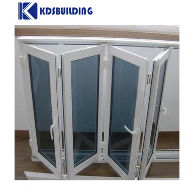 China Top Design KDSBuilding AS2047 Commercieel geluidsdicht geïsoleerd drievoudig glas aluminium vouwvenster Te koop
