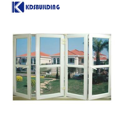 China Top Design KDSBuilding AS2047 Commercieel geluidsdicht geïsoleerd drievoudig glas aluminium vouwvenster Te koop