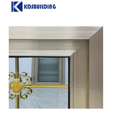 China Champagnerfarbene Aluminium-Schiebefenster Doppelschalldichtes Glas mit Grill zu verkaufen