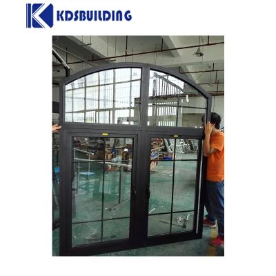 China Huis Aluminium Frame Glas Venster Orkaan Impact Dubbele Glazuur Thermische Breuk Te koop