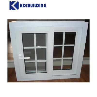 China KDSConstrucción de ventanas de plástico Pvc Muestra de diseño de doble acristalamiento Upvc ventana corredera con parrilla de seguridad en venta