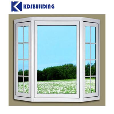 China KDSBuilding Euoper Franse stijl Witte Pvc Bay Thermische bekleding Vensters Met rooster Te koop