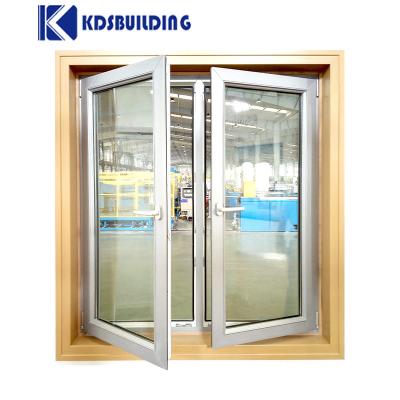 China KDSBuilding Europe Style Grille Dubbelgehard glas Versterking Bruin Pvc Casement Vensters Te koop