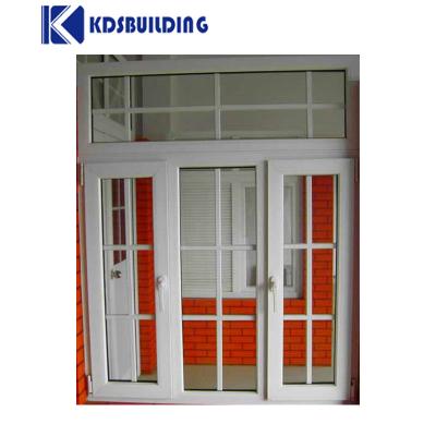 China KDSBuilding Europe Style Grille Dubbelgehard glas Versterking Bruin Pvc Casement Vensters Te koop