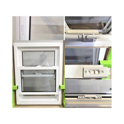 China KSConstrucción de alta calidad de PVC blanco doble ventanas colgantes de impacto de huracán ventanas estilo americano para habitación en venta