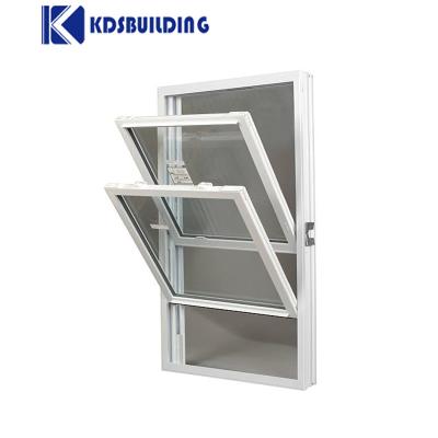 China Tijeras de corte de luz de diseño moderno UPVC Ventanas colgadas dobles Perfil de deslizamiento vertical Marco de puerta de vinilo para residenciales en venta