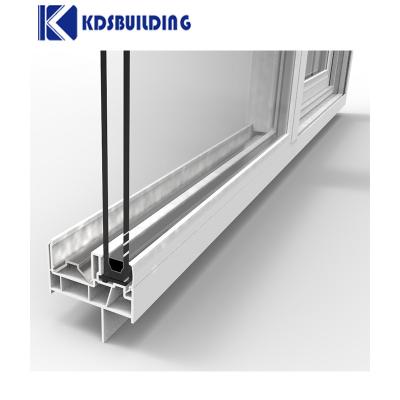 China Tijeras de corte de luz de diseño moderno UPVC Ventanas colgadas dobles Perfil de deslizamiento vertical Marco de puerta de vinilo para residenciales en venta