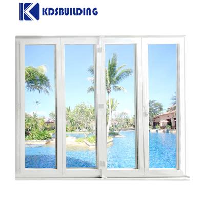 China Customized Plastic Accordion Folding Door Transparent Glass Vertical PVC Frame for sale