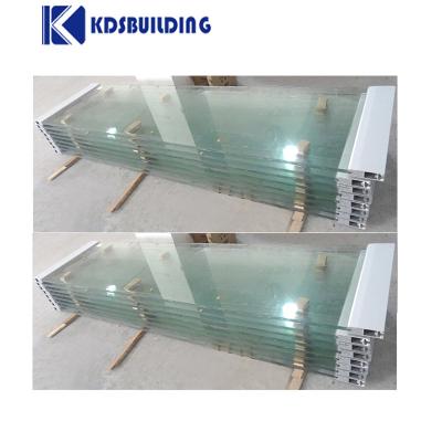 China KDSBuilding Modern design orkaanimpact aluminium frameloze opvouwbare doorzichtige deur voor buiten Te koop