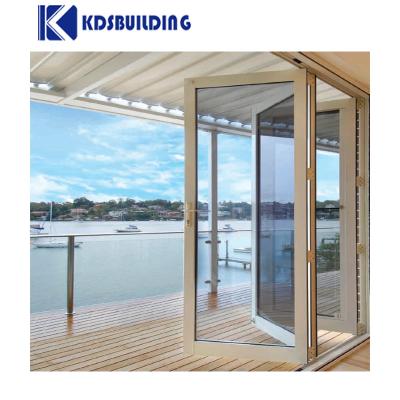 Cina Super house vetro trasparente risparmio energetico alluminio porte pieghevoli vetro bifold esterno per balcone in vendita