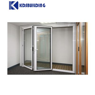 China Bifold Double Glaze Horizontale aluminium patio automatische vouwdeuren, Bi vouwdeuren voor patio gebruik Te koop