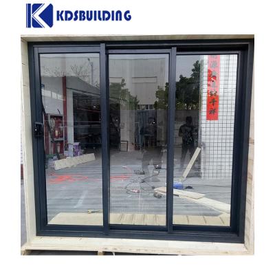 China KDSBuilding Frente Cor preta com vidro em pó revestido Porta deslizante de alumínio de estrutura estreita à venda