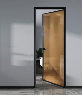 China Segurança de balanço de vidro duplo temperado Negro Interior gráfico Porta de alumínio de casamento para banheiro à venda