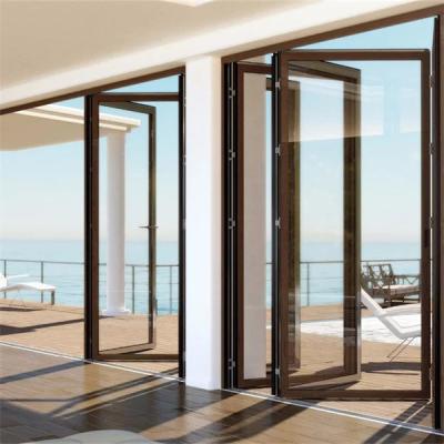 China Bi-Fold Patio Aluminium-Rahmen Tür vertikal Klappschub für den Balkon zu verkaufen