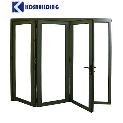 China Patio Aluminium vouwdeur Dubbelglas Bivouw Glijdende buitenste hoofdingang Te koop
