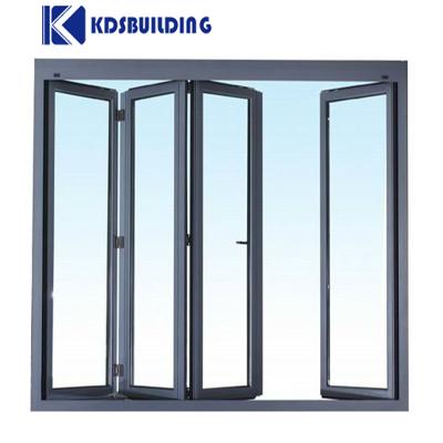 China Patio Aluminium vouwdeur Dubbelglas Bivouw Glijdende buitenste hoofdingang Te koop