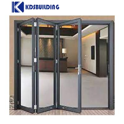 China Patio Aluminium vouwdeur Dubbelglas Bivouw Glijdende buitenste hoofdingang Te koop