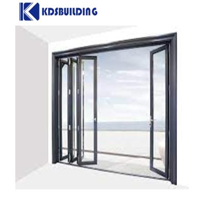 China Patio Aluminium vouwdeur Dubbelglas Bivouw Glijdende buitenste hoofdingang Te koop