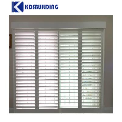 China Horizontale Weiß-PVC-Plantagenläden Villa Klappfenster Louvres zu verkaufen