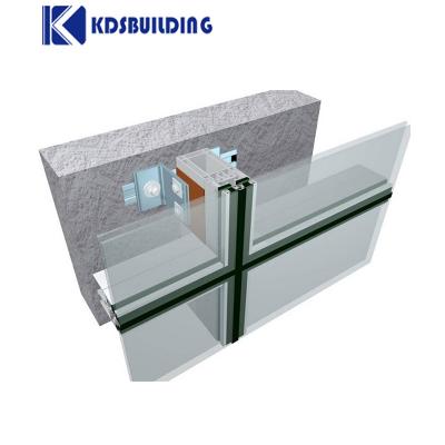 China Geluidsdichte gordijnmuursysteem getemperd dubbel glas verborgen frame aluminium gordijnmuur Te koop