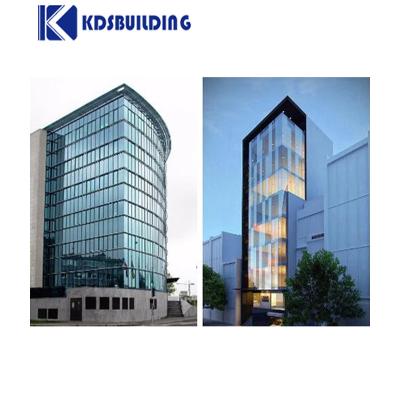 China Geluidsdichte gordijnmuursysteem getemperd dubbel glas verborgen frame aluminium gordijnmuur Te koop