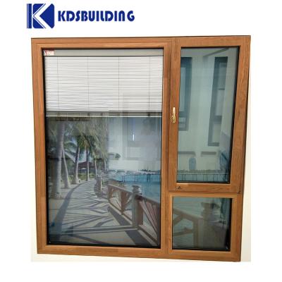 China Winddicht massief houten venster met dubbele glazuur gehard glas Te koop