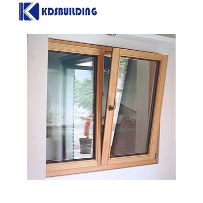 China Winddicht massief houten venster met dubbele glazuur gehard glas Te koop