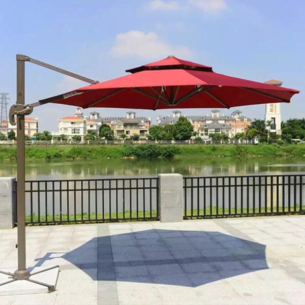 Quality Outdoor Cafe Villa Pool Side Umbrella with Lighted Handle and 38mm Aluminium for sale