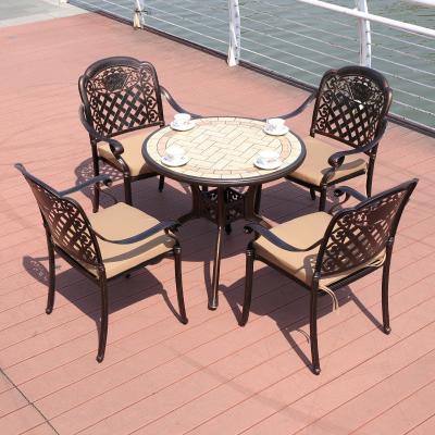 China Outdoor Furniture Garden Dining Set Round Cast Aluminum Set with Customizable Options for sale