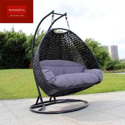 China Outdoor Living Room Double Hanging Chair with Customizable Cushions and Metal Frame for sale