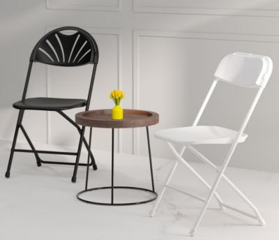 China Modern Design Outdoor Waterproof Stackable Black Fan Back Folding Chairs for Events for sale