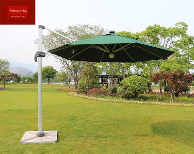 China Polyester Fabric Garden Furniture Round Single Top Umbrella with Lamp Light and Logo for sale