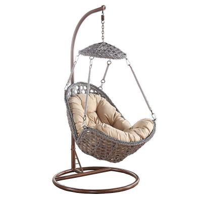 China Outdoor Wicker Single Seat Hanging Chair with Metal Stand and Cushion in Any Color for sale