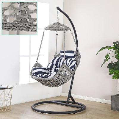 China Outdoor Wicker Single Seat Hanging Chair with Metal Stand and Cushion in Any Color for sale