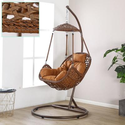 China Outdoor Wicker Single Seat Hanging Chair with Metal Stand and Cushion in Any Color for sale