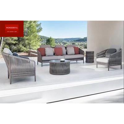 Custom Nordic Design Furniture Aluminum and Rope Exterior Sofa for Outdoor Living