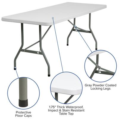 China Draagbare 6ft witte plastic eettafel voor buiten BBQ Kamperen en picknicken Te koop