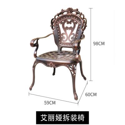 China Waterdichte villa ronde patio eetkamer tuin gegoten aluminium barbecue tafel en 6 stoelen Te koop