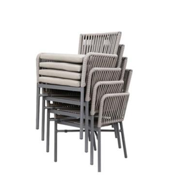 China Outdoor eetstoel in moderne stijl met aluminium frame en touw weven ontwerp Te koop