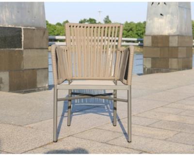 China Outdoor eetstoel in moderne stijl met aluminium frame en touw weven ontwerp Te koop