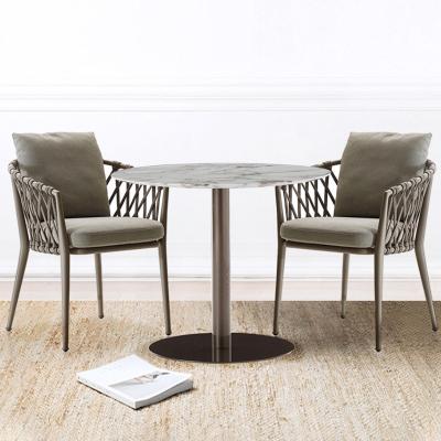 Tous les temps Corde en aluminium Tissue en coton Meubles d'extérieur Patio Restaurant Café Chaises de jardin pour manger