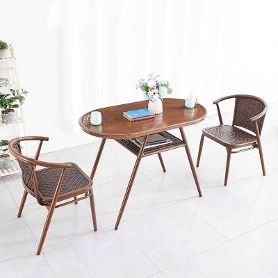 Cina Y Mail Packing Nordic Garden Cane Rattan Round Coffee Chair and Table Set per esterni in vendita