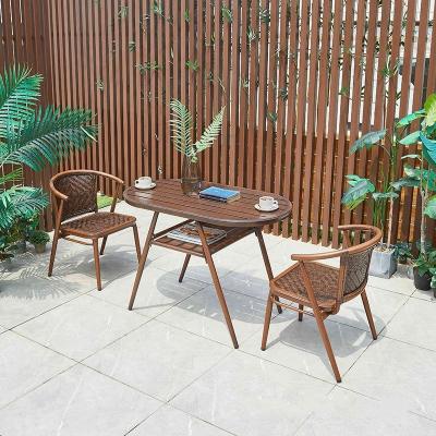 Cina Y Mail Packing Nordic Garden Cane Rattan Round Coffee Chair and Table Set per esterni in vendita