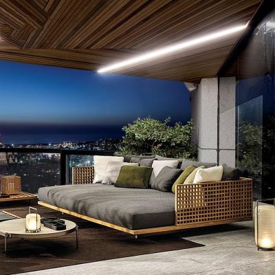 China Customized Sizes Outdoor Teak Bed Pool Furniture Solid Wood Daybed for Wood Patio Set for sale