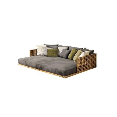 China Customized Sizes Outdoor Teak Bed Pool Furniture Solid Wood Daybed for Wood Patio Set for sale