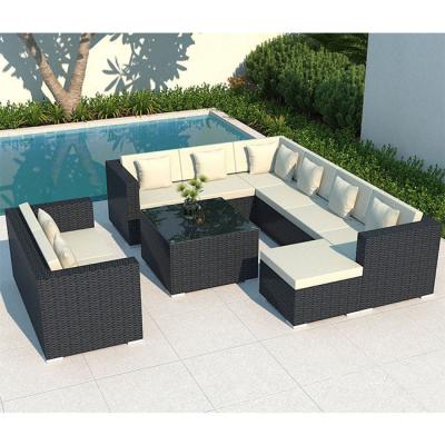 China Outdoor Luxury Furniture Custom Design PE Rattan Patio Sofa Set with Modern Design for sale