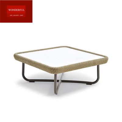 China Nordic Style Stone Effect Tempered Glass Square Coffee Side Table for Your Living Room for sale