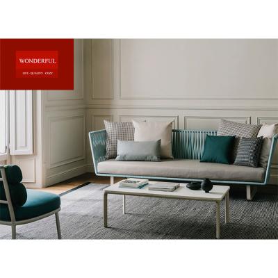 Chine Mousse sèche rapide moderne haut de gamme trois sièges cadre en aluminium extérieur corde jardin canapé Ratan à vendre