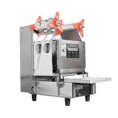 China 350 W DUOQI QDF-95 Automatic Bubble Tea Yogurt Juice Plastic Paper Cup Sealing Machine for sale